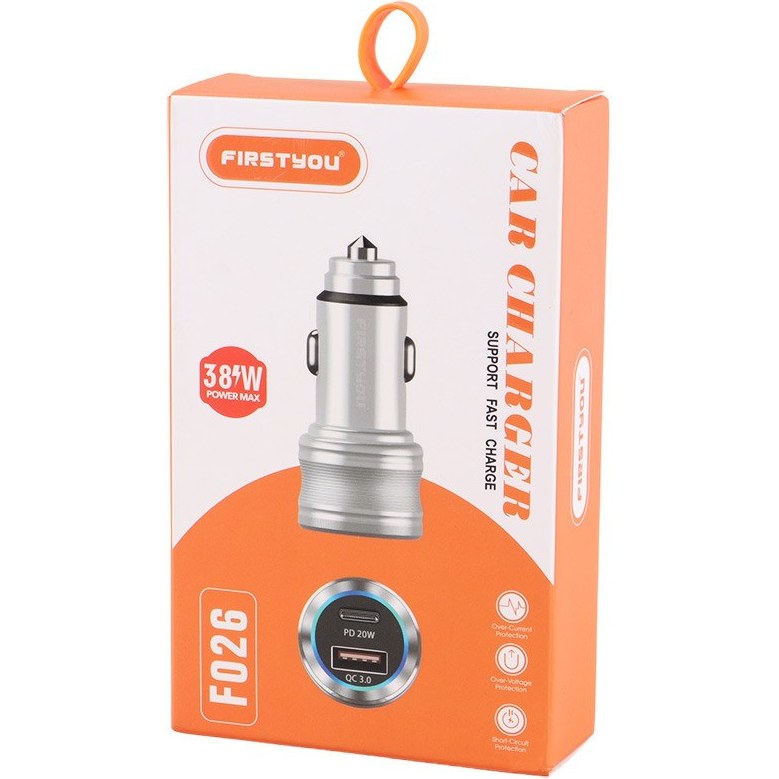 قیمت و خرید شارژر فندکی ماشین دو پورت FirstYou مدل F026 با توان 38W شارژ سریع PD